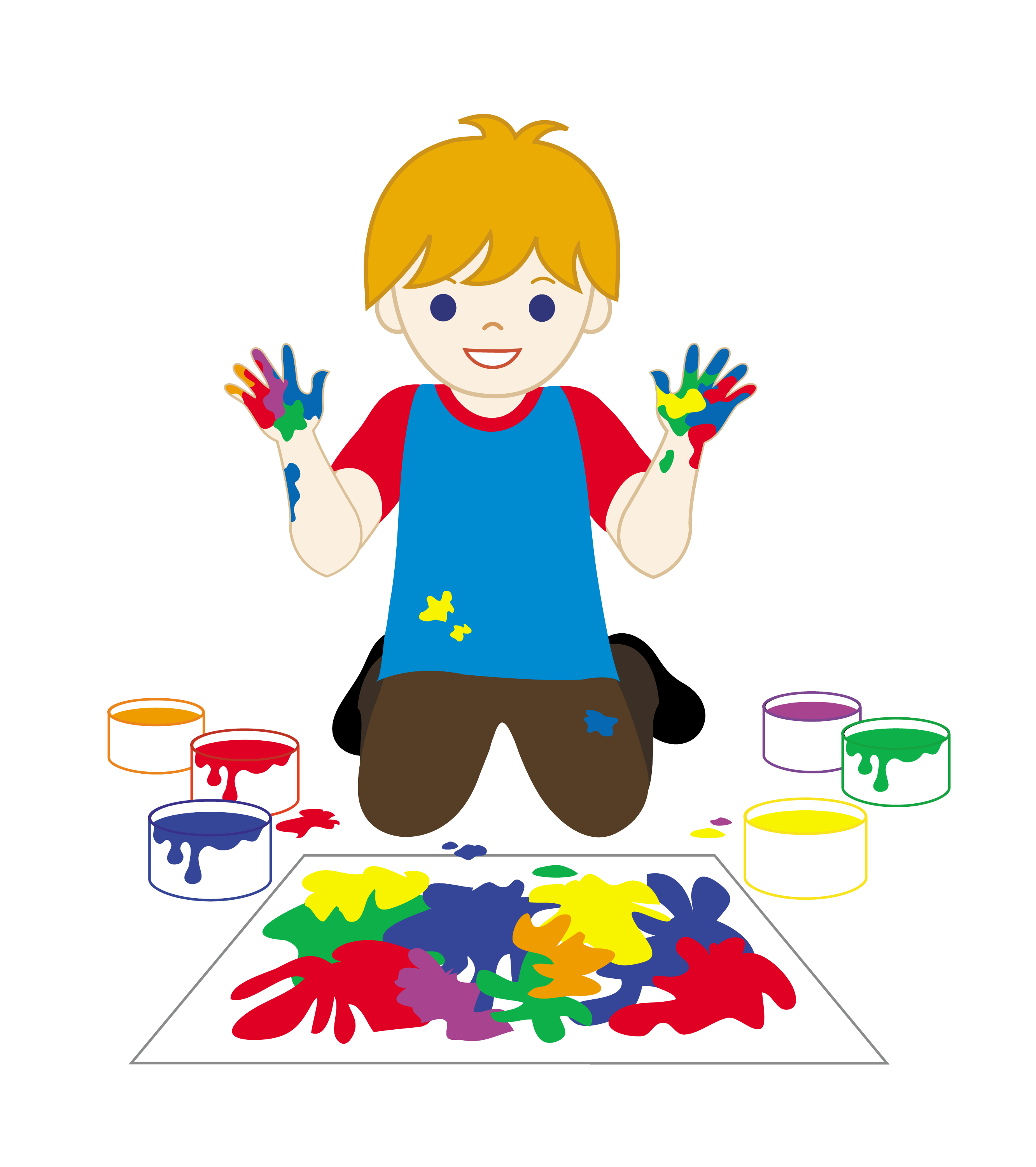 Kid Painting With Fingerpaints Free Clip Art